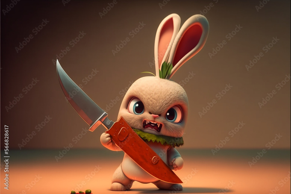 Cute smiling cartoon rabbit Character, Generative AI. Stock ...