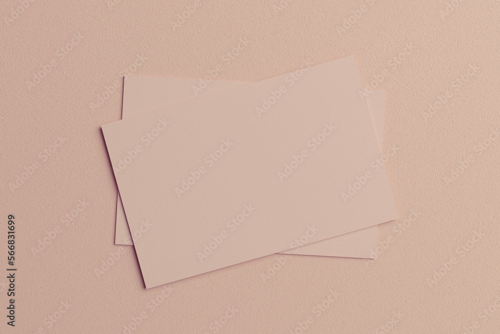 Pink pastel business card paper mockup template with blank space cover ...