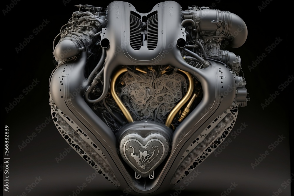 Heart shaped Engine, symbolisation of love for motorsport/cars Stock イラスト | Adobe Stock