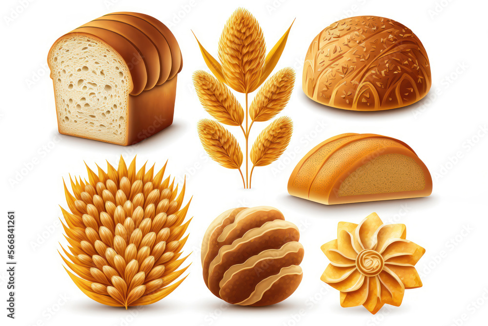 Baked Beauties: An Illustration Set of Breads. Generative AI Stock ...