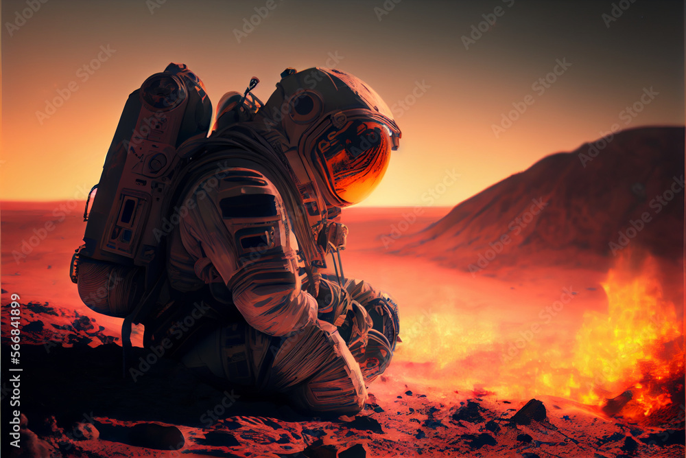 astronaut on mars - Generative AI Stock Illustration | Adobe Stock