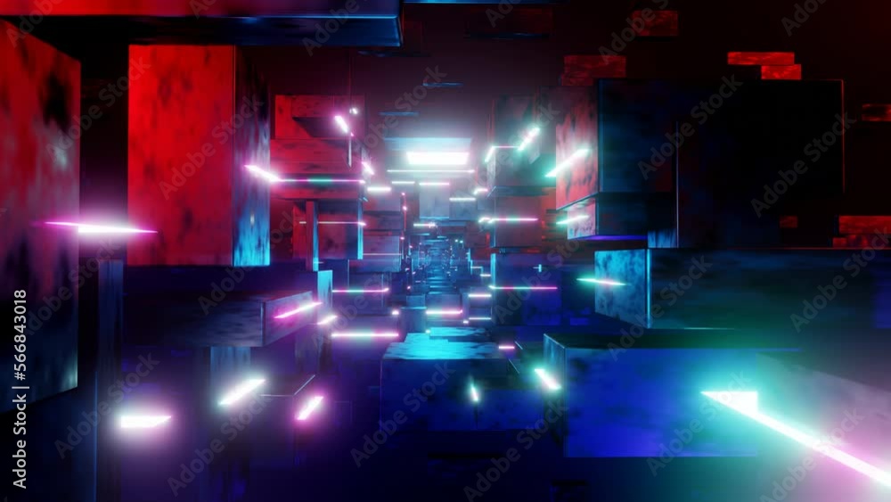 cyber abstract looping animation with procedural 3d cubes and ...