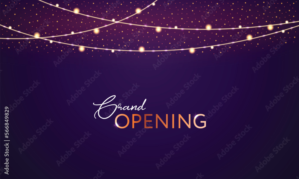 Grand Opening. Design template with glowing decorative lights. Vector ...