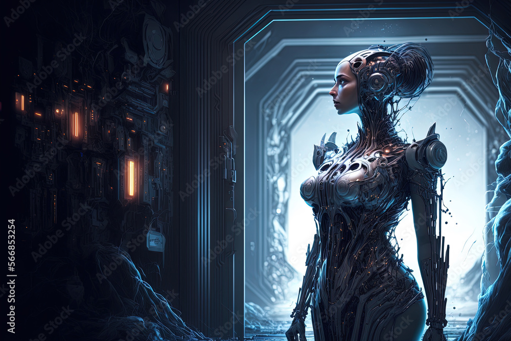 Conceptual scene of artificial intelligence, technology and engineering ...