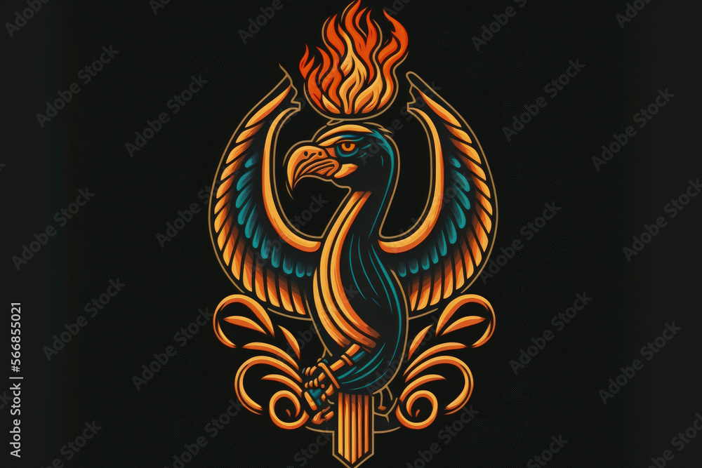 Egyptian God Thoth emblem. Icon of Fire Flames Burning Glow. Generative ...