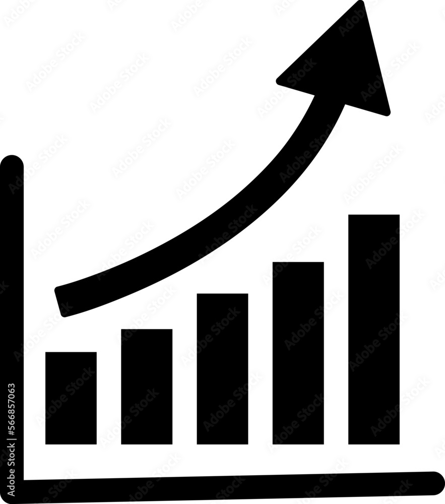 Vector chart icon. Graph growing up; movement; growth on white ...