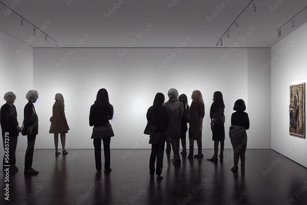 Group of diverse multi-ethnic young and senior people looking at ...