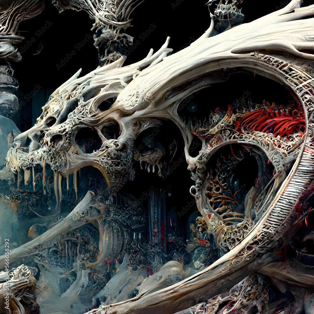 ultra wide angle panoramic environment of a cybernetic deathcore ...