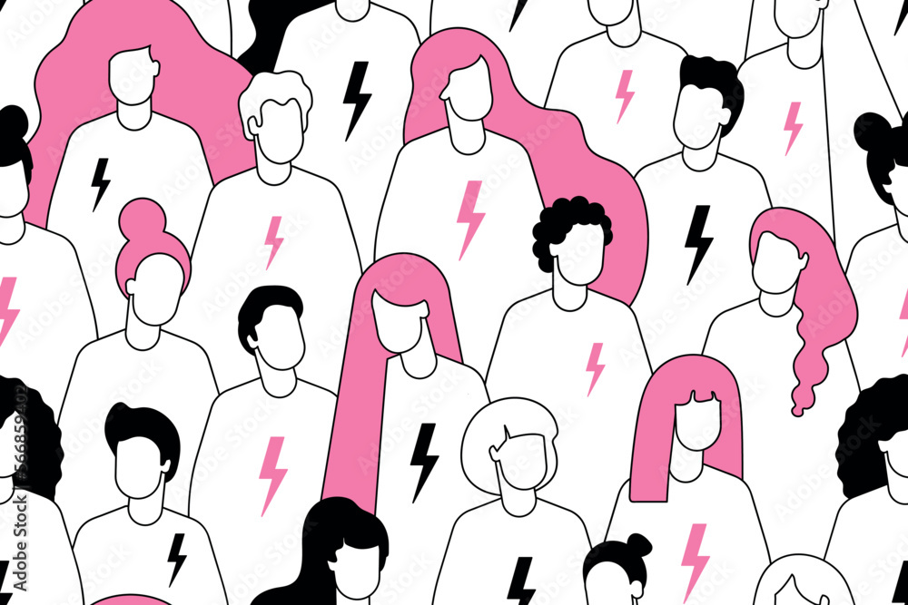 Girl Power community. Womens Day seamless pattern. Girl Power pattern ...