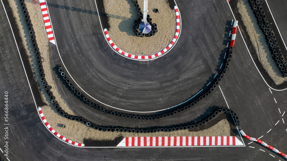 Poster Aerial top view race kart track, Track for auto racing top view ...