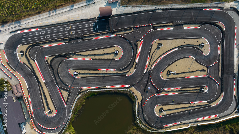 Aerial Top View Race Kart Track Track For Auto Racing Top View Car
