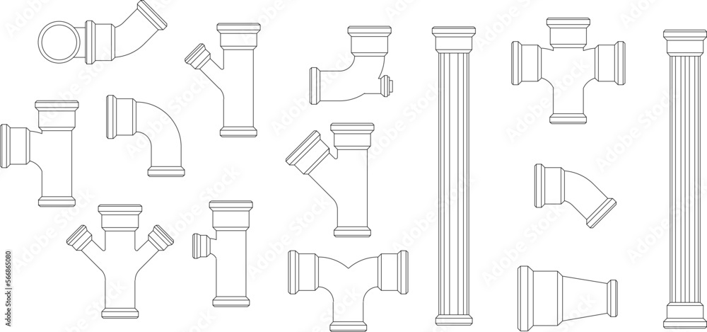 Vector illustration sketch of pvc pipe joints Stock Vector | Adobe Stock