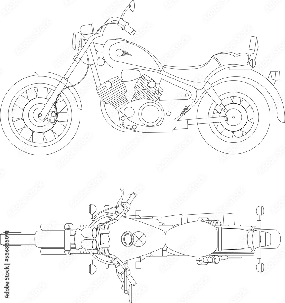 Vector sketch of a classic touring motorcycle Stock Vector | Adobe Stock