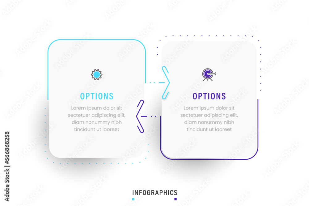 Vector Infographic label design template with icons and 2 options or ...
