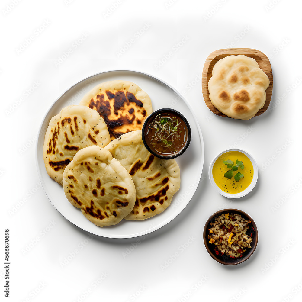 ภาพประกอบสต็อก Pupusas on white background food photography. High ...