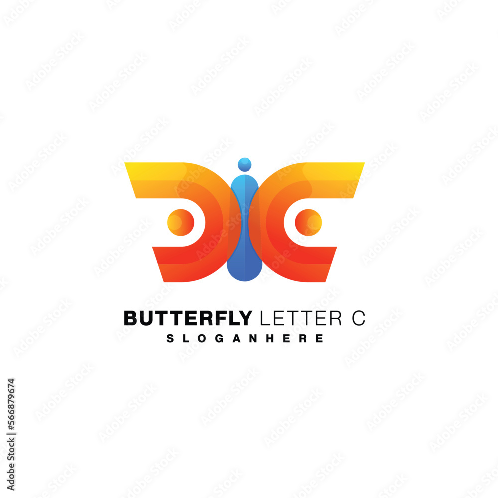 butterfly with letter c logo gradient colorful design Stock Vector ...
