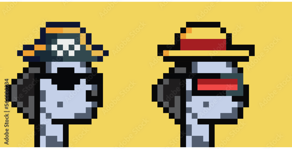 pixel art dog character with attribute assets Stock Vector | Adobe Stock