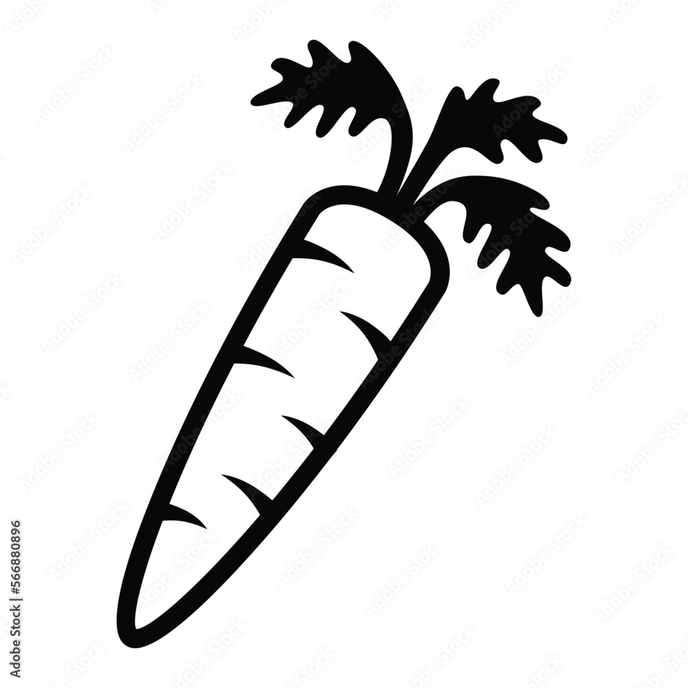 Carrot root vegetable with leaves line art vector icon for apps and ...