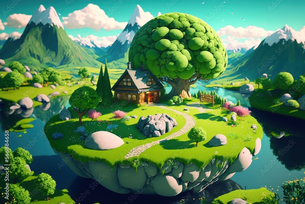 The earth concept shows the peaceful and beautiful green life in the ...