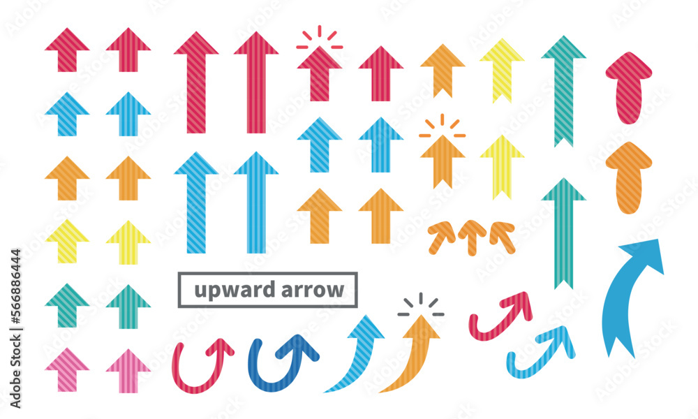 Set of striped arrow symbols with various colors. Vector illustration ...