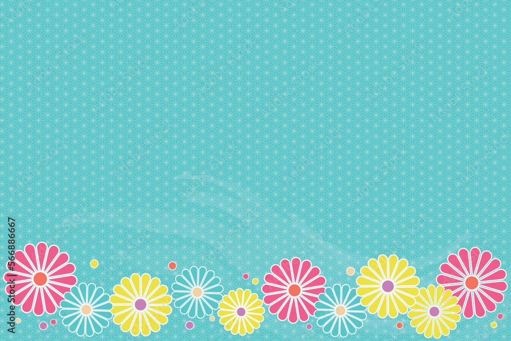 Lower third vector design with colorful flowers on spotted turquoise ...