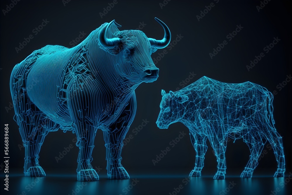 3d Futurisitc bull stock wireframe concept for stock market, bull ... 3d Futurisitc bull stock wireframe concept for stock market, bull ...
