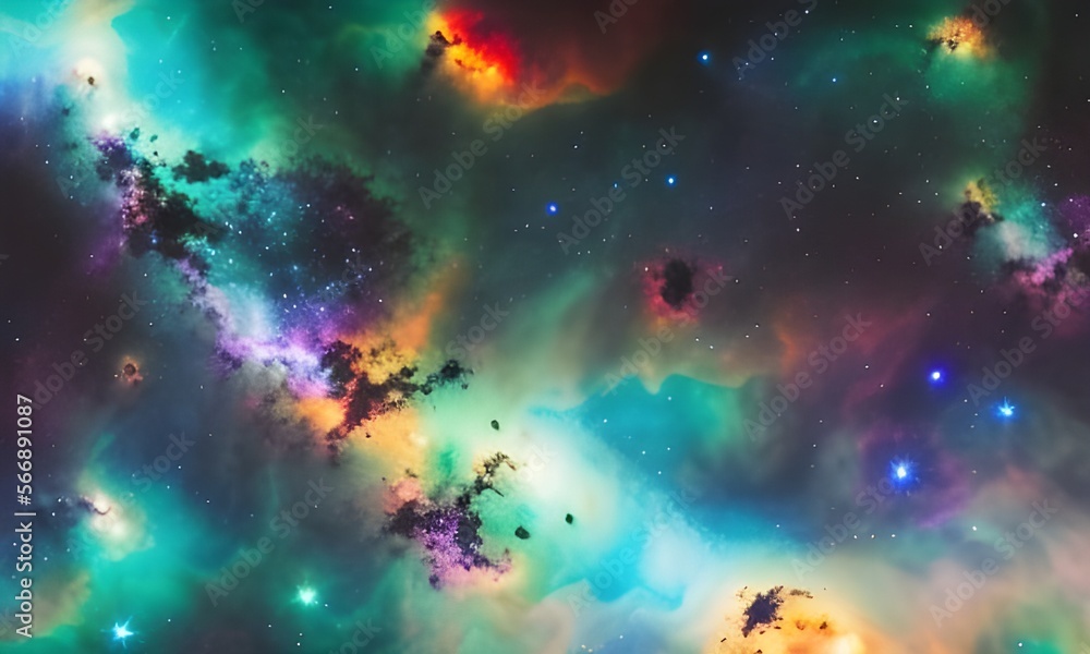 Space landscape. Space. Stars. Galaxy. This is generated art (genetic ...