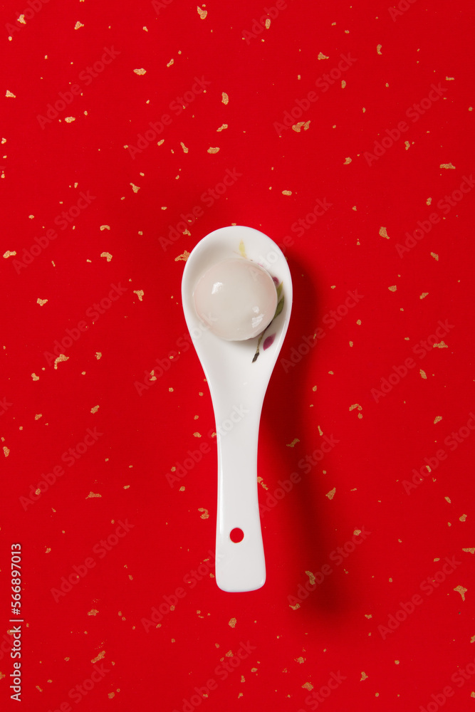 Tang Yuan(sweet dumplings balls) in a spoon.traditional cuisine food on ...
