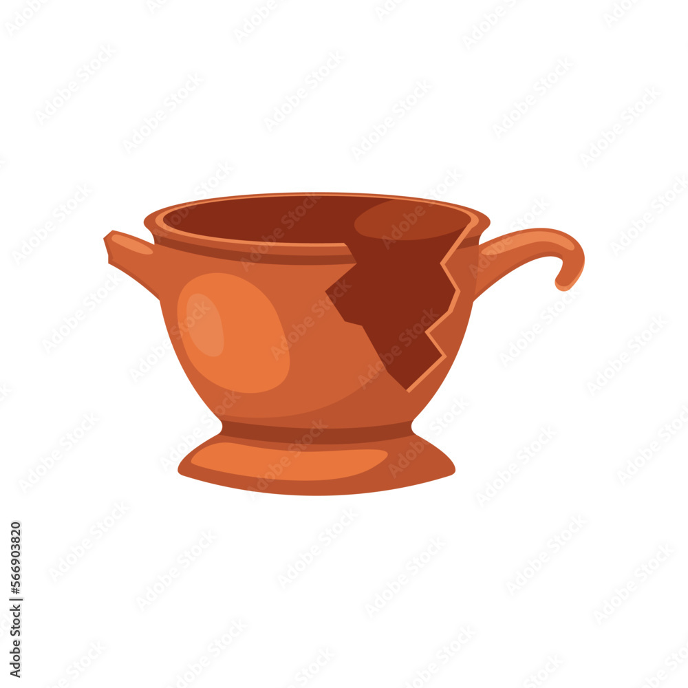 Old broken brown vase vector illustration. Cartoon drawing of antique ...