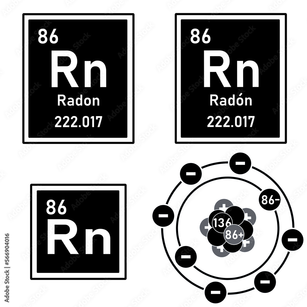 Icon of the element radon of the periodic table with representation of ...