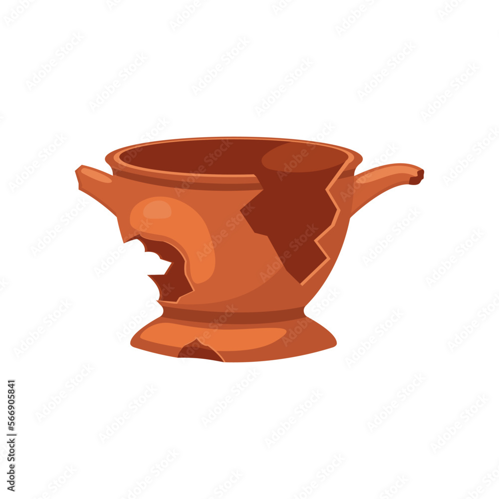 Old brown broken cracked vase vector illustration. Cartoon drawing of ...