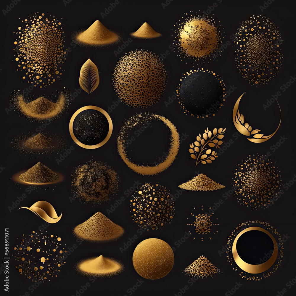 Collection set of gold dust vector illustration, Made by AI,Artificial ...