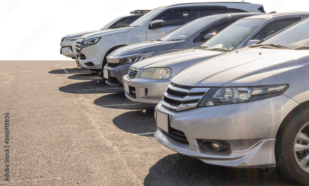 Lot of used car for sales in stock isolated Stock Photo | Adobe Stock