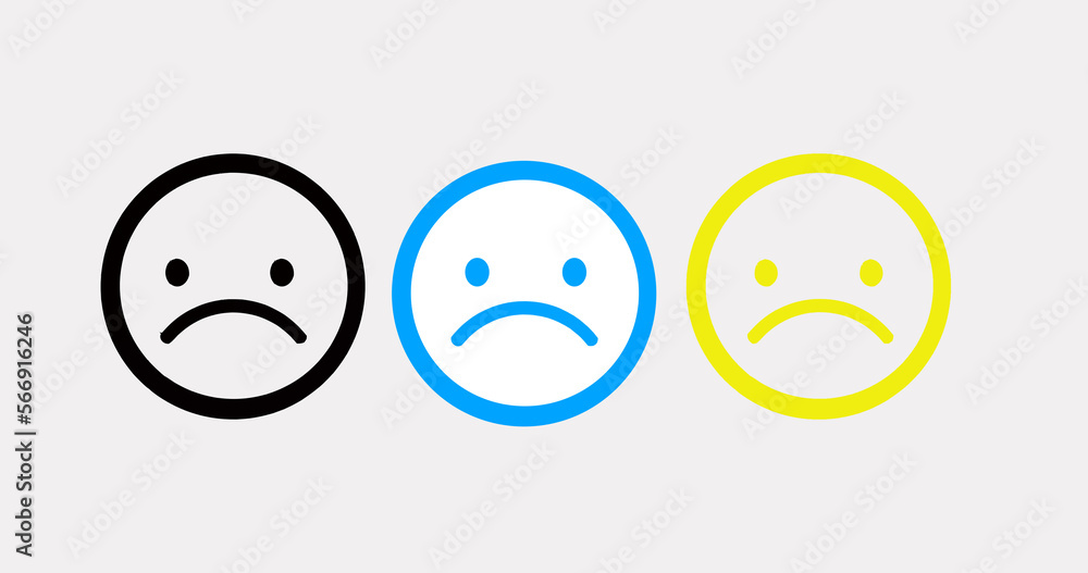 Sad of colored faces Icon. Modern laughing sad smile. Emoticon face ...