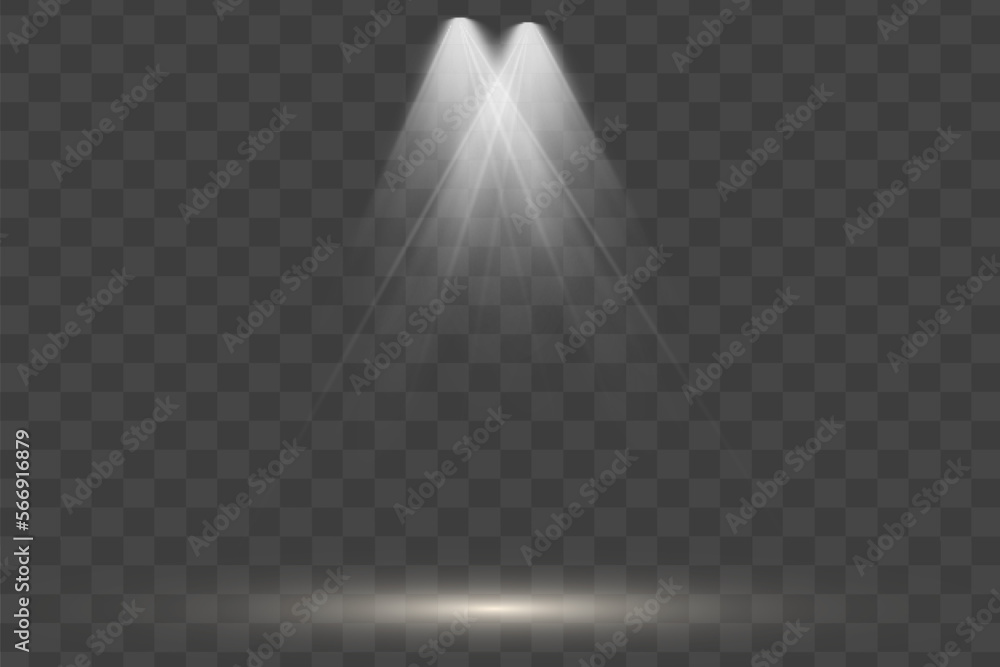 White scene on a transparent background with spotlights. Vector ...