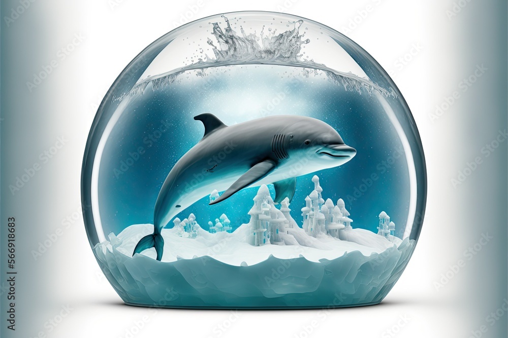 Snow dome in a dolphin illustrations, ai art Stock Illustration | Adobe ...