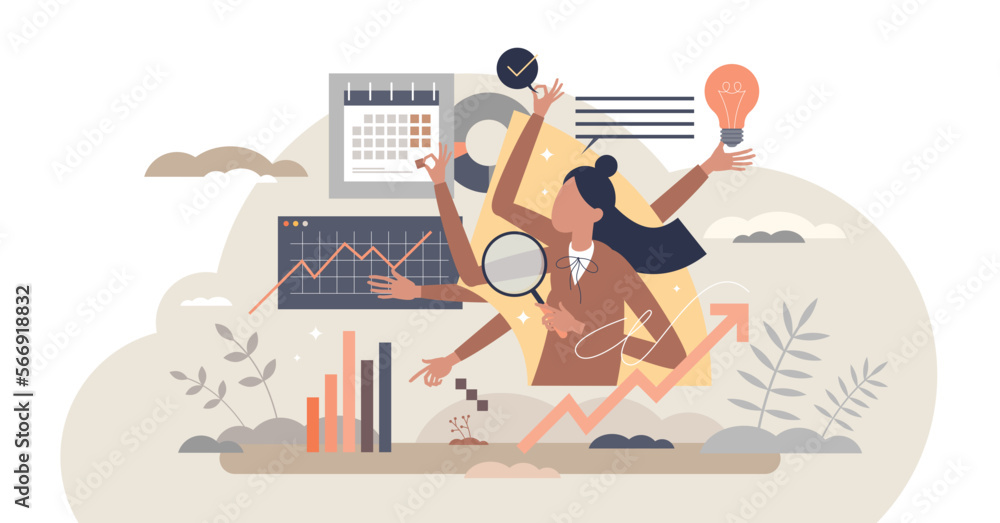Project management skills with effective multitasking tiny person ...