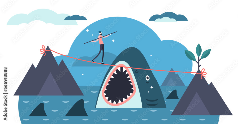 Risk illustration, transparent background. Flat tiny danger situation ...