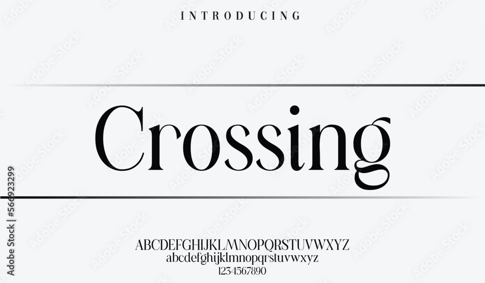 Crossing, an elegant alphabet font and number. Premium uppercase ...
