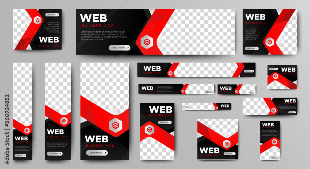 Templates of Web Banners with place for images. Vertical, horizontal ...