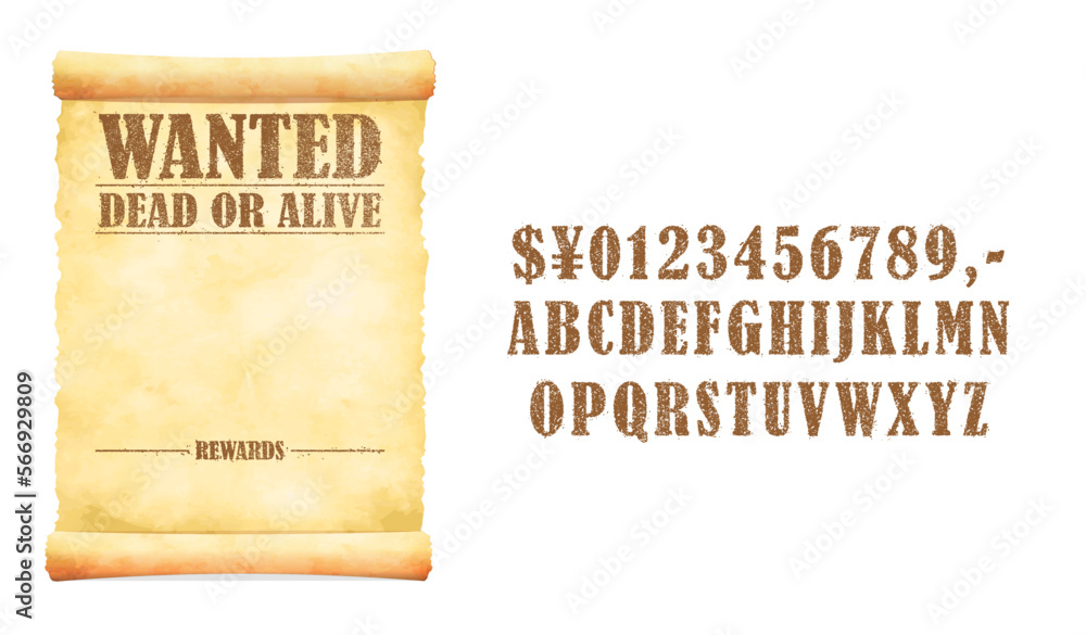 Grunged wanted paper template vector illustration ( text editable ...