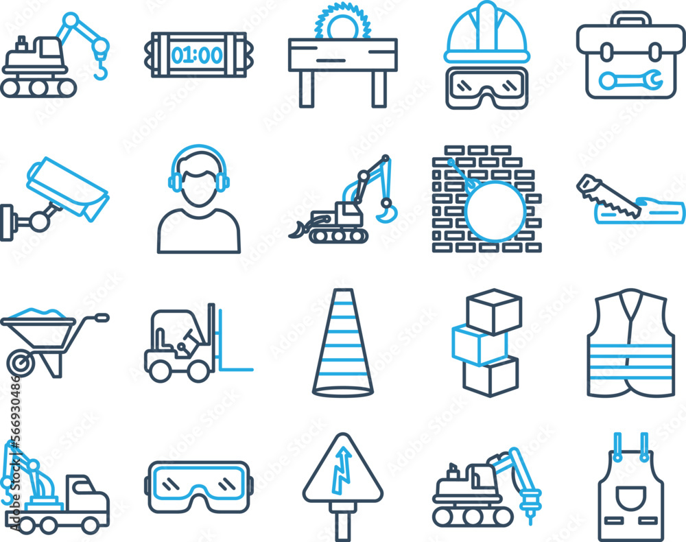 Construction vector icons, architecture icons pack, construction icons ...
