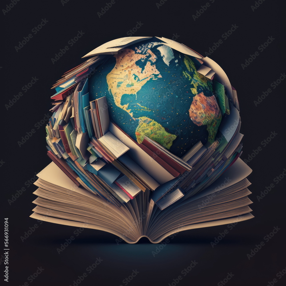 book on the earth, world book day, education concept, Made by AI ...