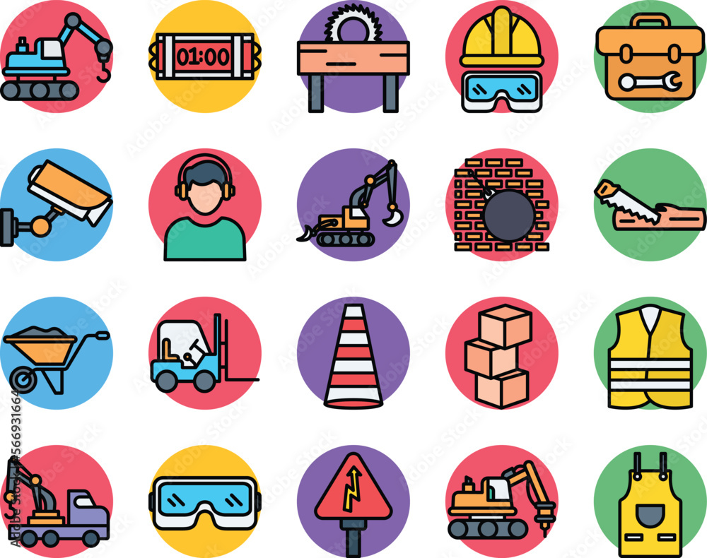 Construction vector icons, architecture icons pack, construction icons ...