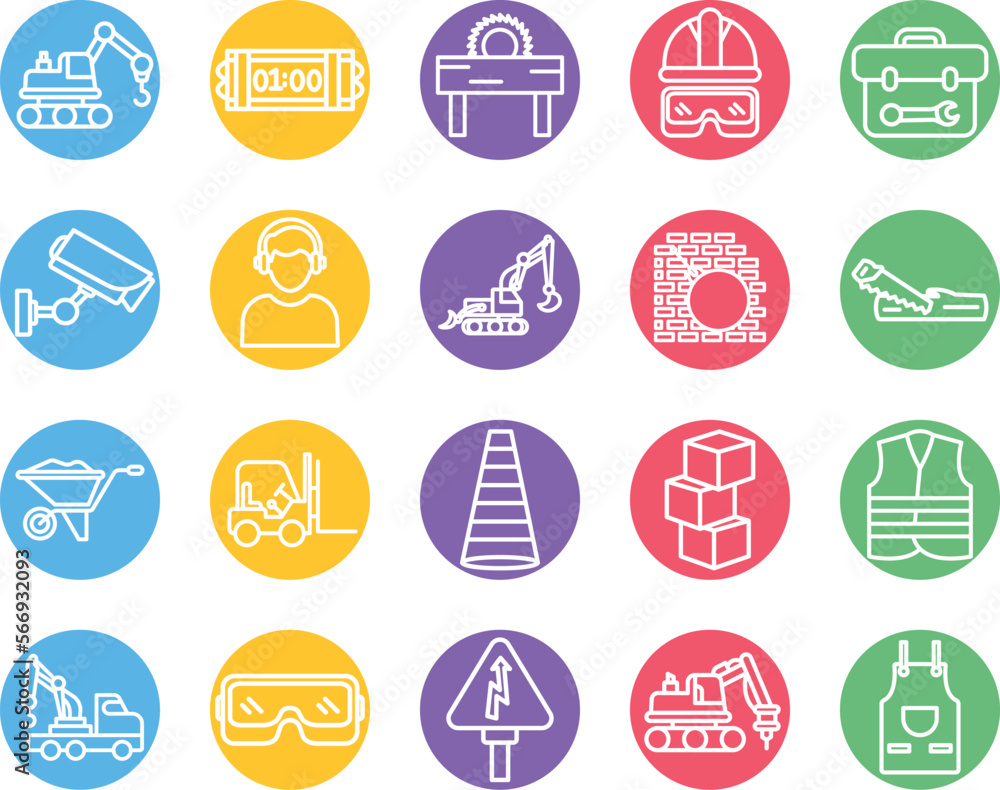 Construction vector icons, architecture icons pack, construction icons set, engineering icons ...
