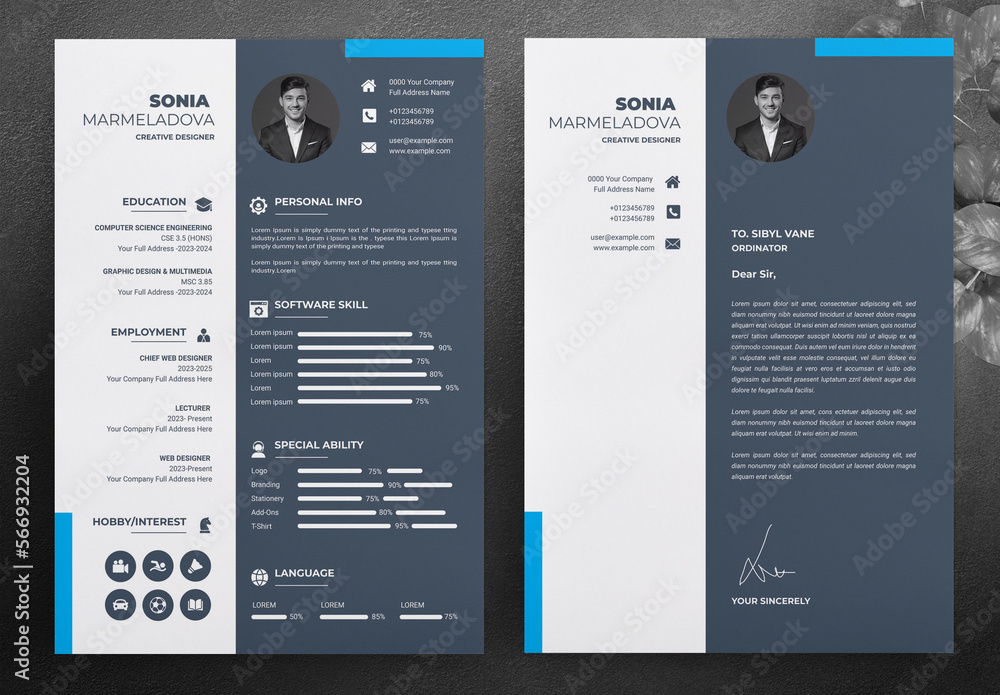 Business Resume Design Layout Stock Template | Adobe Stock