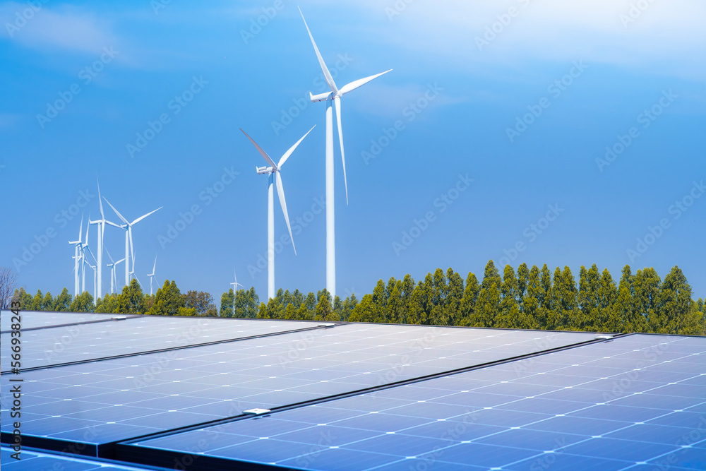 wind turbine and a solar panel are renewable energy. Both technologies ...