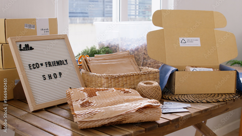 Net zero waste go green SME use eco friendly care sign plastic free ...