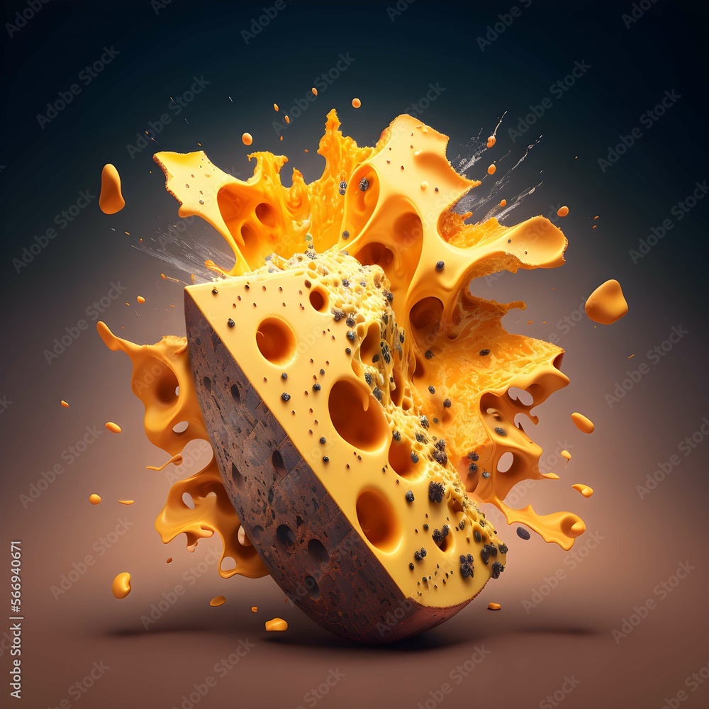 Cheese explosion 3d, cheese, food, color explosion, yellow, cheese, ai ...