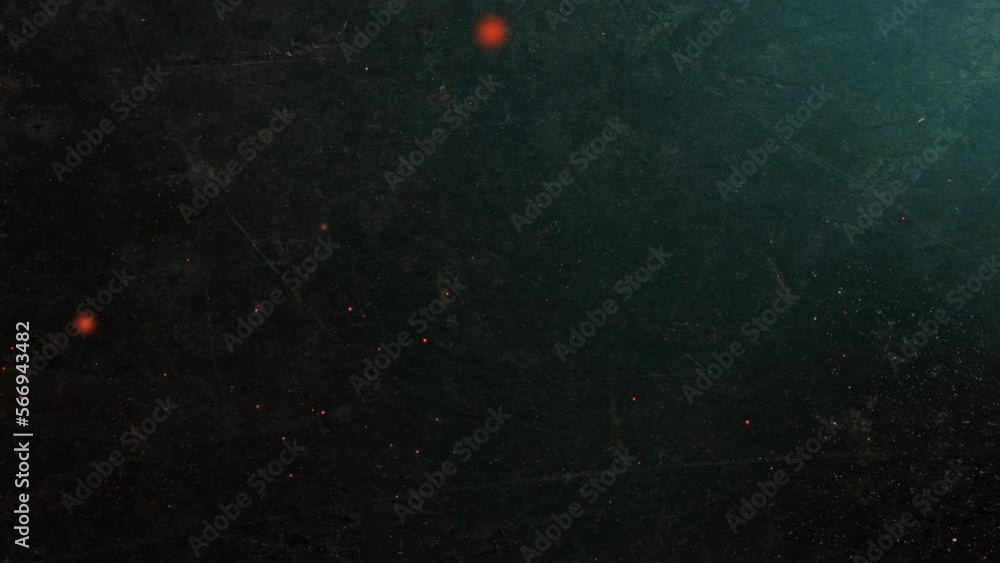 Slow motion of flowing fire sparks from left side on rough scratch ...